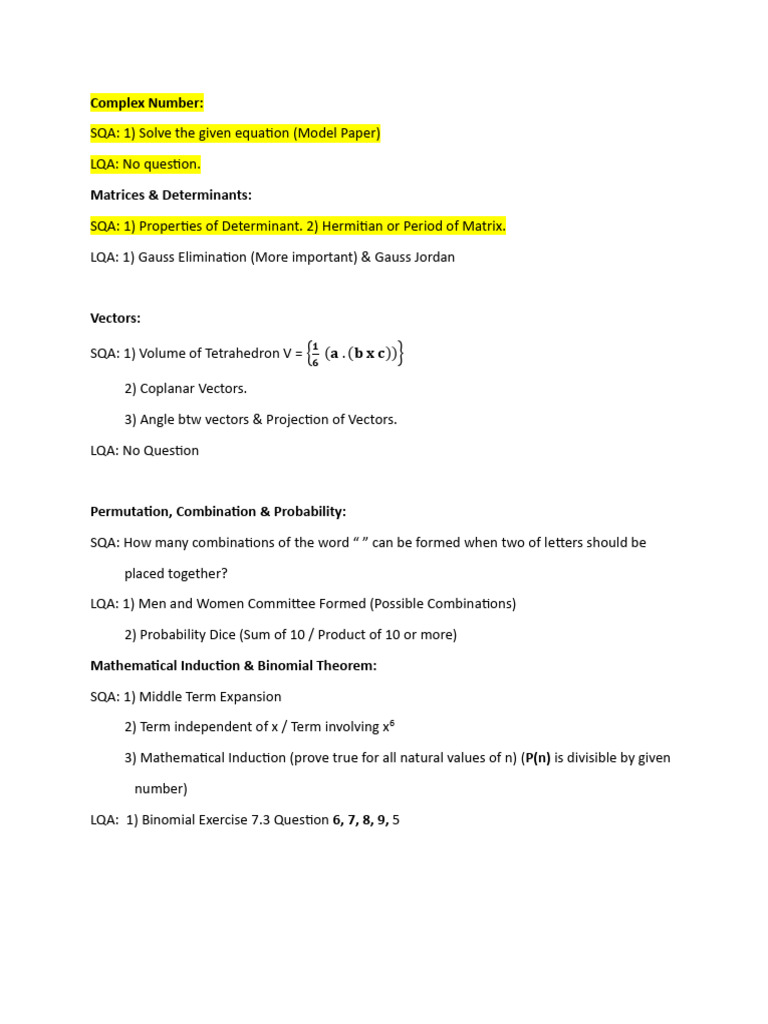 Important Types of Questions | PDF