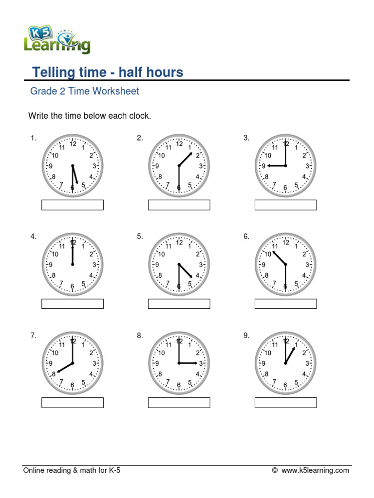 Grade 2 Telling Time Worksheet | PDF