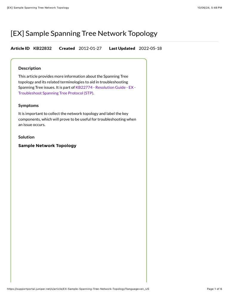 (EX) Sample Spanning Tree Network Topology | PDF | Network Switch | Computer Networking
