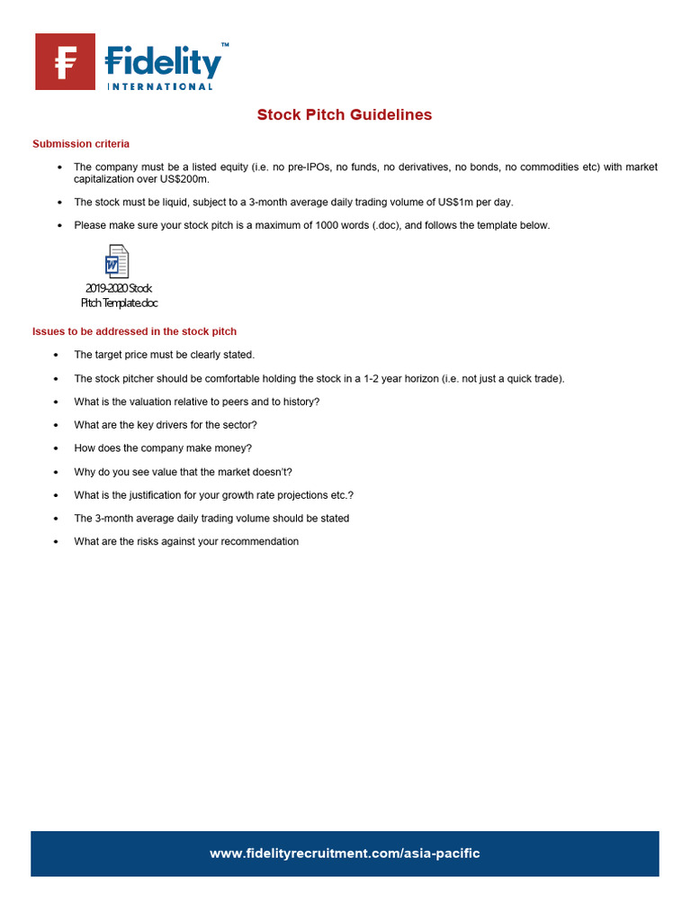 2019-2020 Stock Pitch Guidelines | PDF