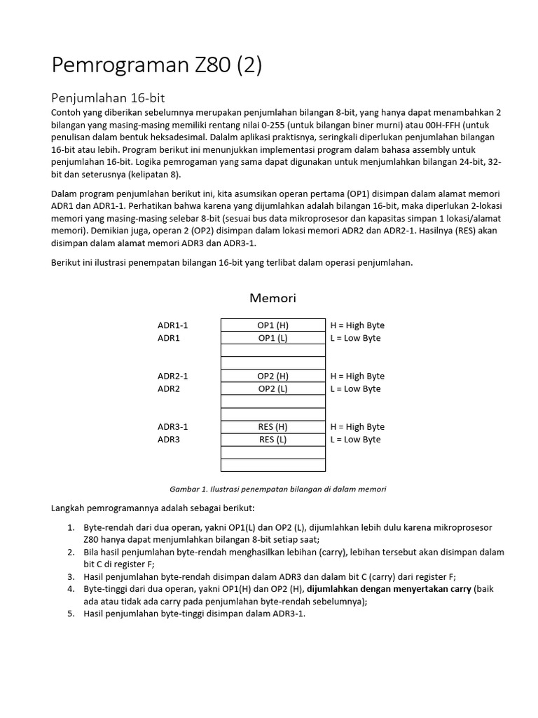 02 Contoh Pemrograman Z80 | PDF