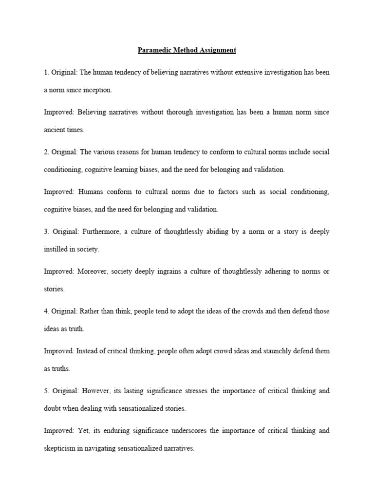 Paramedic Method Assignment | PDF