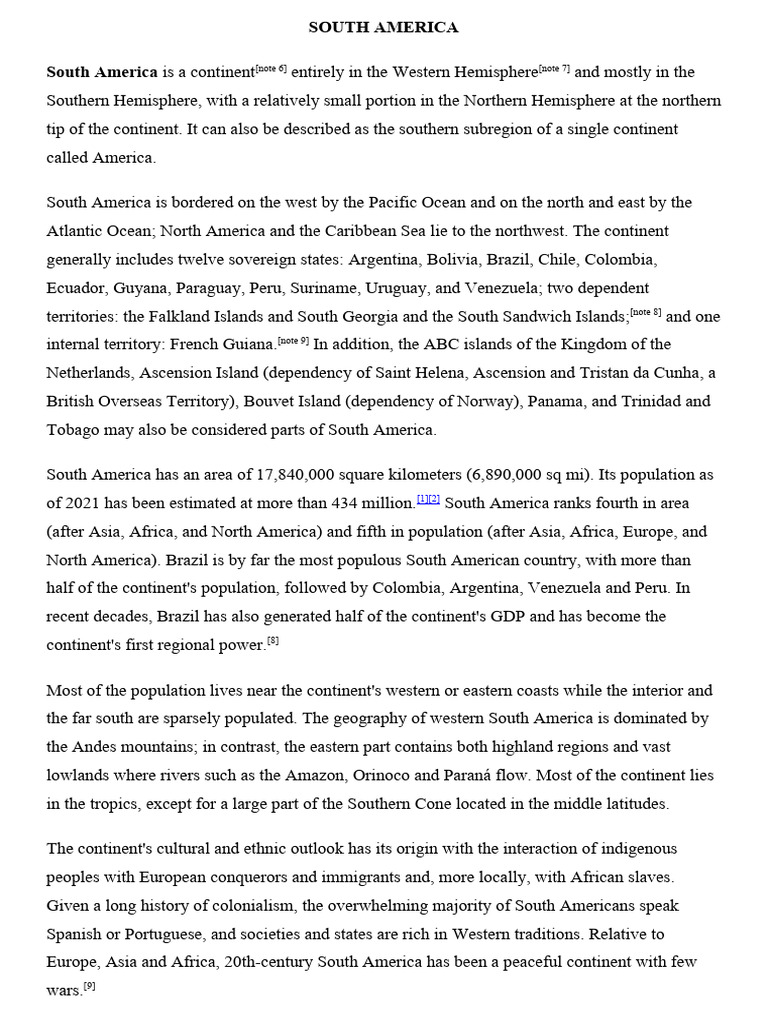South America | PDF | South America | Earth Sciences