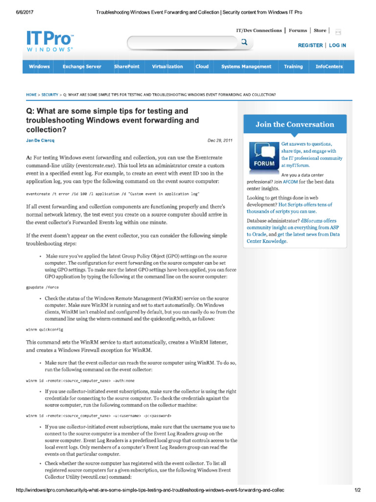 Troubleshooting Event Forwarding | PDF