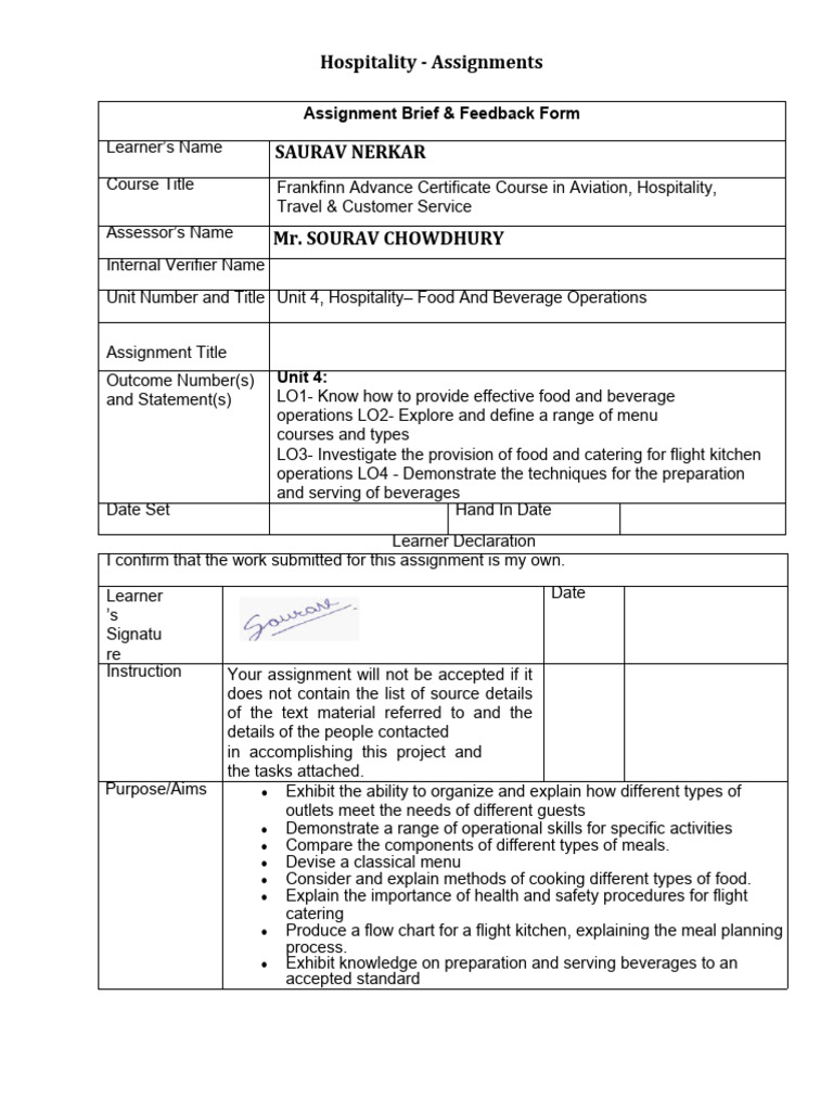 Hotel Management - F&B Operations (ACAH6) | PDF | Drink | Valentine's Day