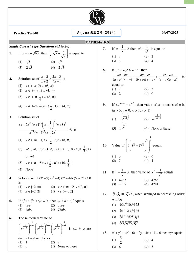 Basic Mathematics Practice Test PDF | PDF | Mathematical Analysis | Numbers