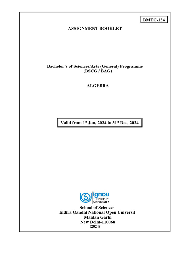 BMTC 134 | PDF | Group (Mathematics) | Ring (Mathematics)