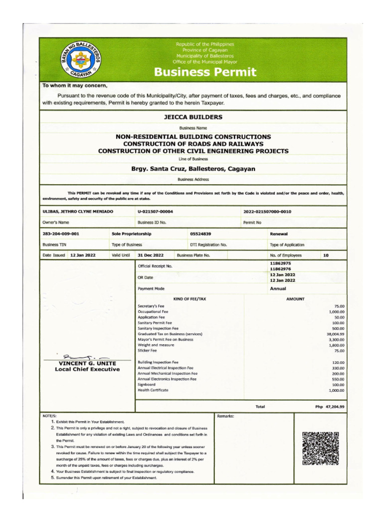 Mayors Permit 2022 | PDF