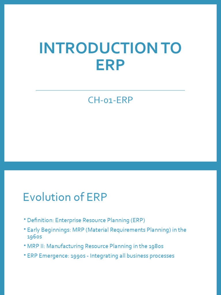 Introduction To ERP | PDF | Enterprise Resource Planning | Business ...