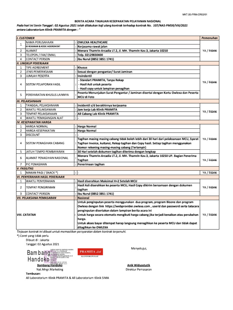 Owlexa Healthcare - Pemeriksaan Rawat Jalan Revisi - Signed | PDF