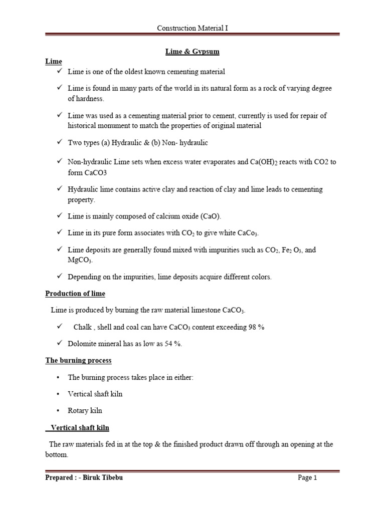 2.6 Lime | PDF | Lime (Material) | Cement