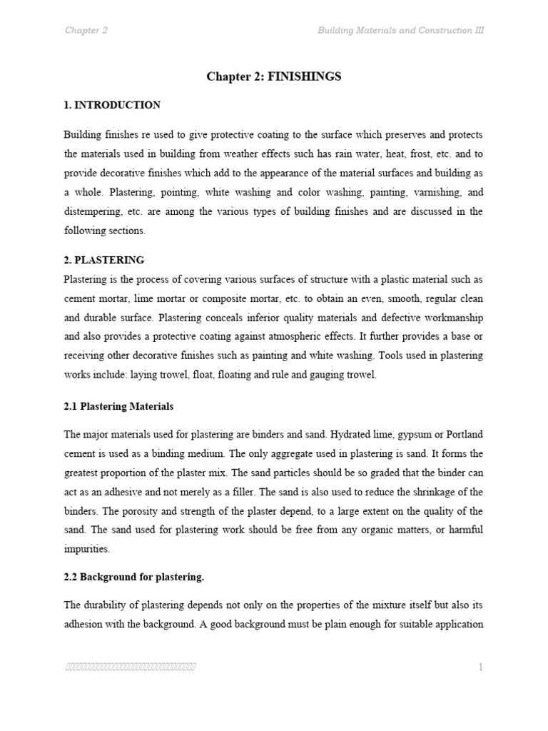 Building Finishes: Plastering & Pointing | PDF | Paint | Plaster