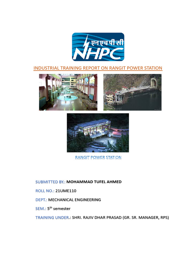 Industrial Training Report On Rangit Power Station Pdf Pdf