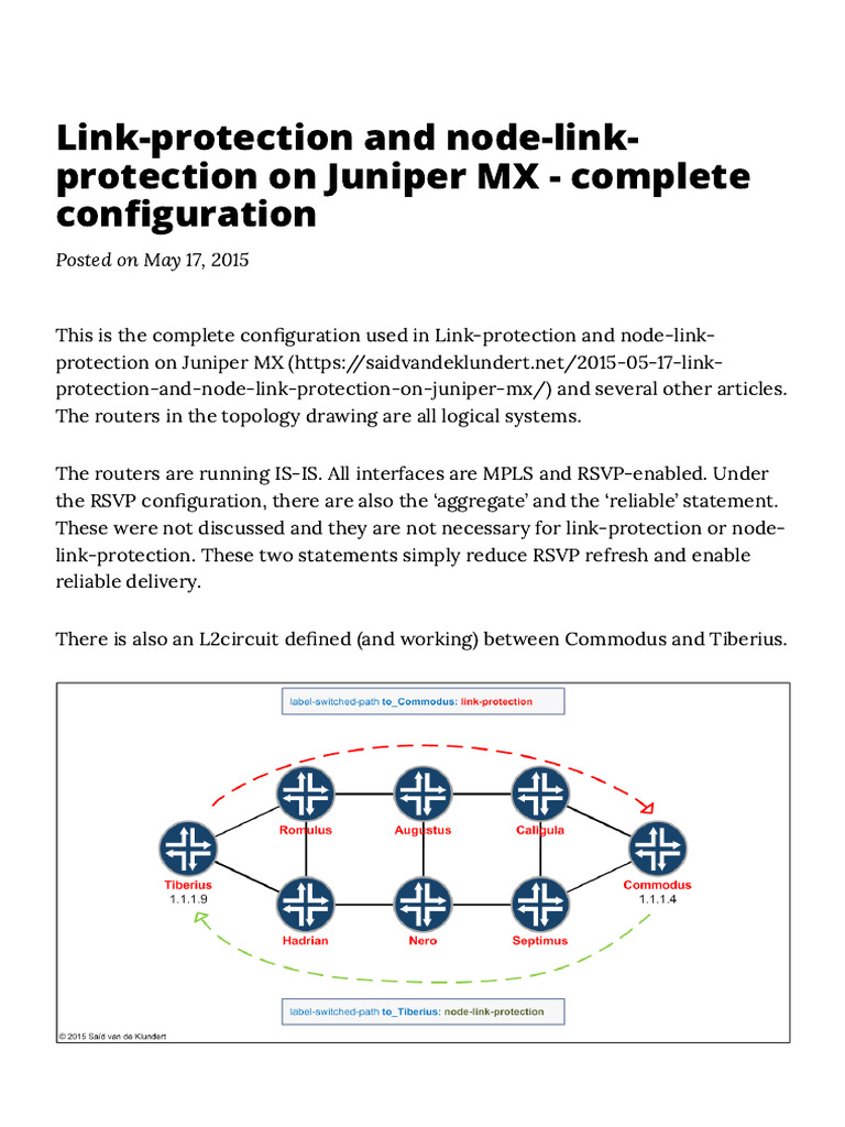 Link Protection And Node Link Protection On Juniper Mx Complete 