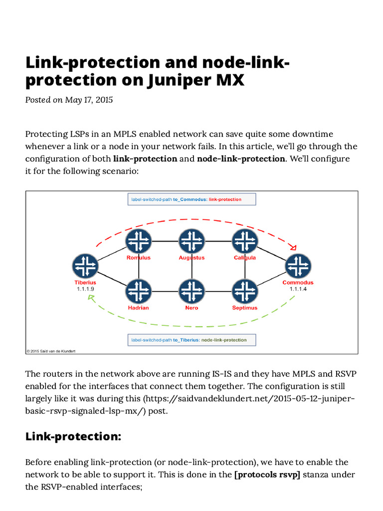 Link-Protection and Node-Link-Protection On Juniper MX | PDF | Networking | Multiprotocol Label ...