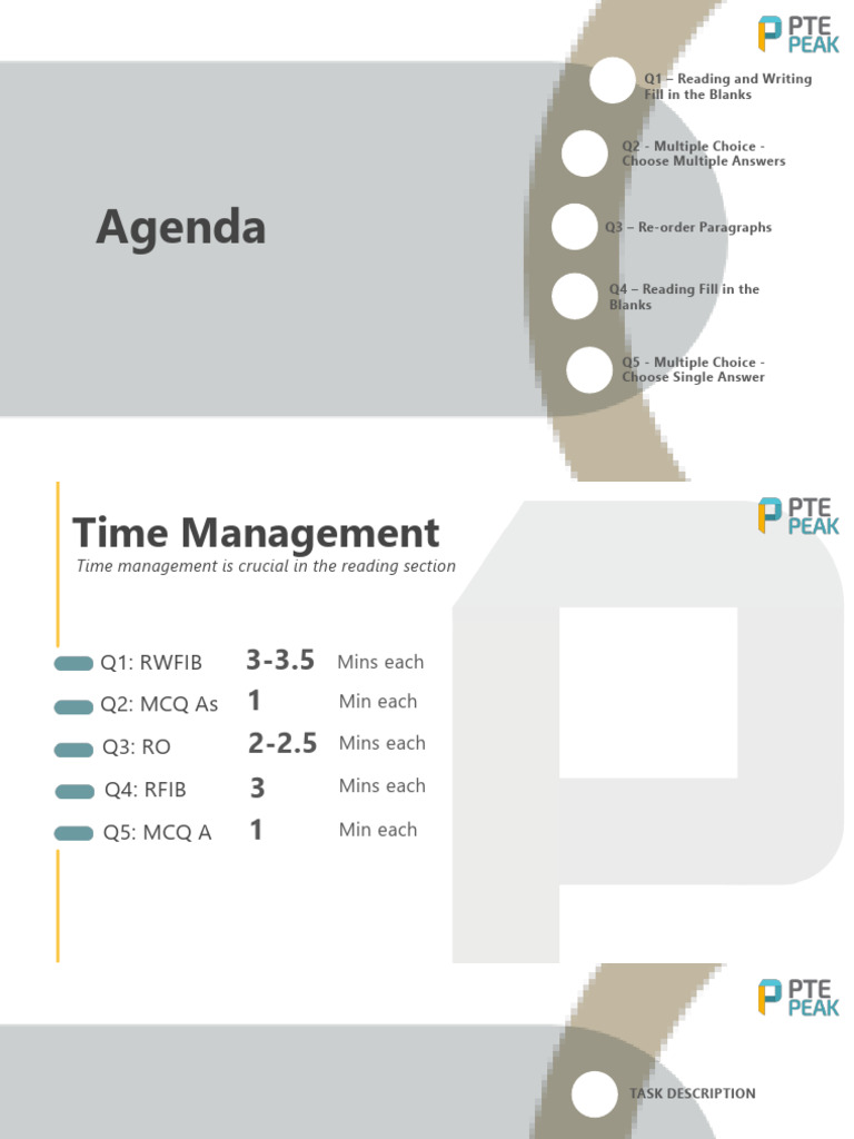 PTE Peak - The Reading Section | PDF | Part Of Speech | Noun