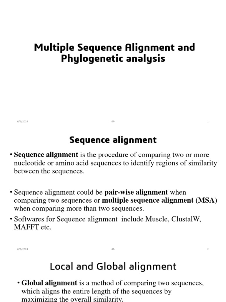 24. Multiple Sequence Alignment and Phylogenetic analysis- | PDF | Sequence Alignment ...