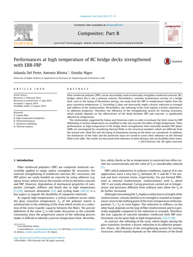Performances at High Temperature of RC Bridge Decks Strengthened | PDF ...