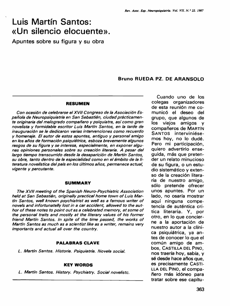 Martín-Santos: Un Silencio Elocuente | PDF | Memoria