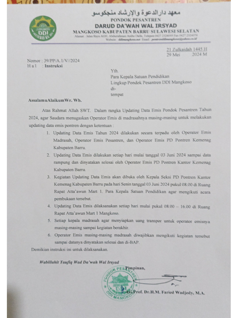 Updating Data Emis Pontren | PDF