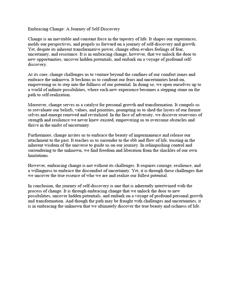 A Journey of Self Discovery | PDF