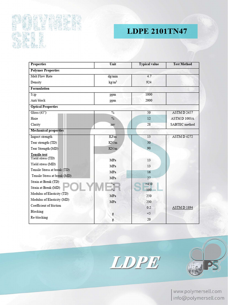 Ldpe 2404TC47 | PDF | Strength Of Materials | Young's Modulus