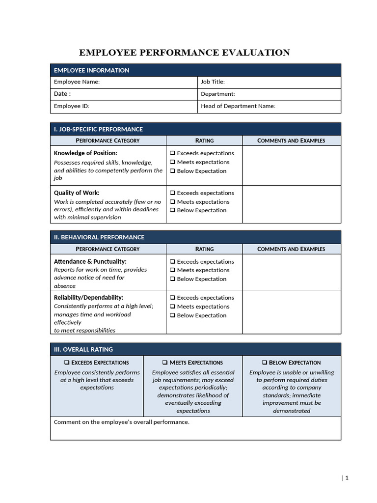 Employee Performance Evaluation | PDF | Performance Appraisal | Employment