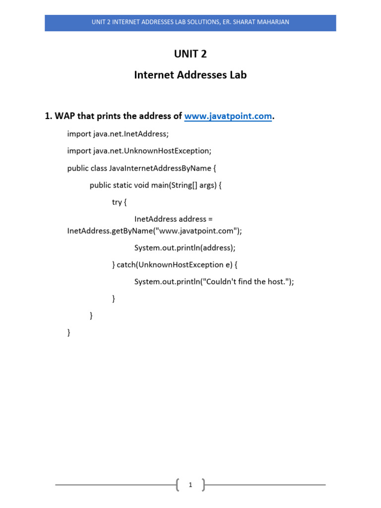 UNIT 2 Internet Addresses Lab Solutions | PDF | Ip Address | Network ...