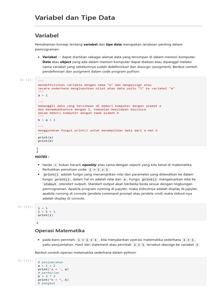 Variabel dan Tipe Data dalam Python | PDF