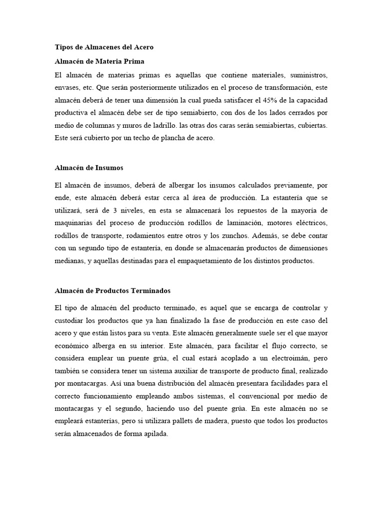 Tipos de Almacenes de Acero | PDF | Almacén | Lean Manufacturing