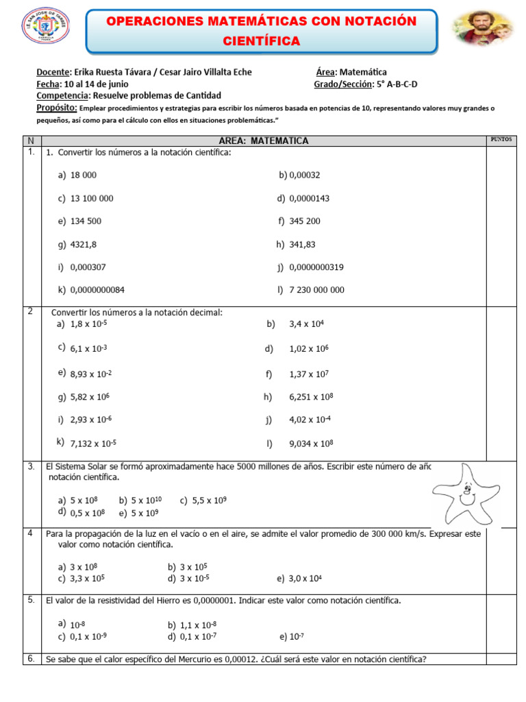 Notacion Cientifica y Exponencial OPERACIONES | Descargar gratis PDF | Codificaciones | Science