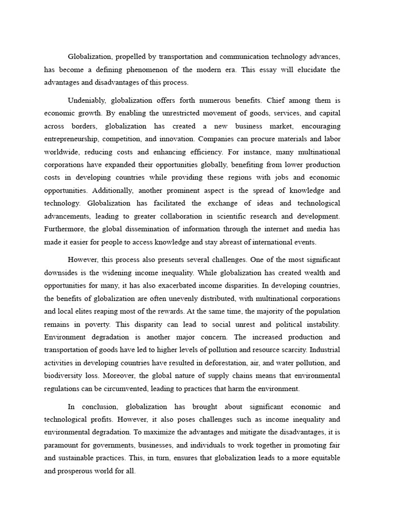 Globalization - Pros and Cons | PDF | Globalization | Economic Inequality