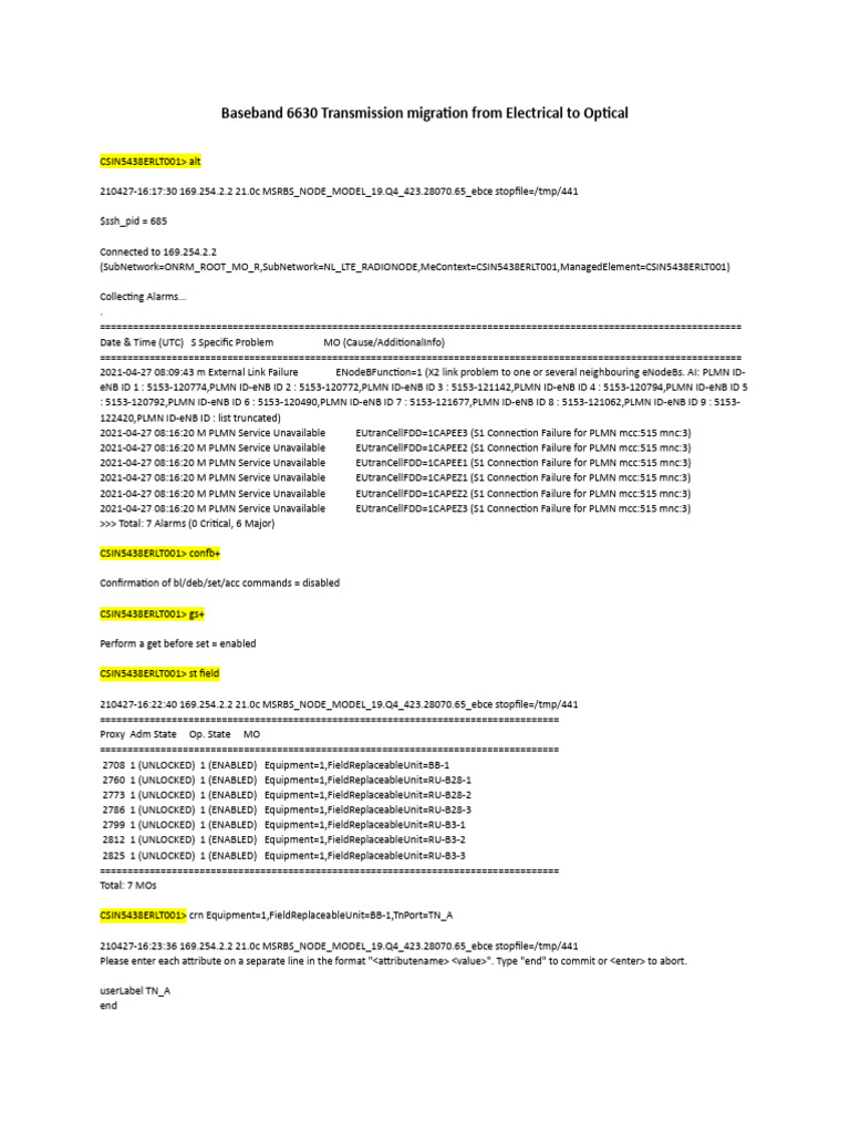 Baseband 6630 Transmission Migration From Electrical To Optical | PDF | Data Transmission ...