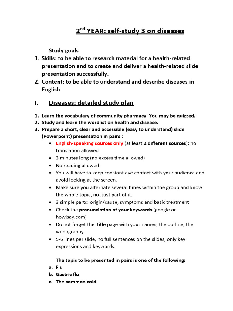2nd-Year Self-Study 3 On Diseases | PDF