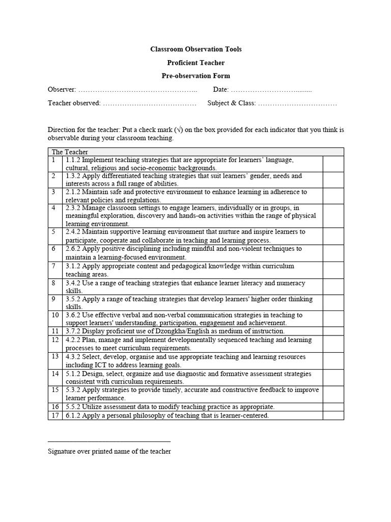 Observation Tools | PDF | Learning | Teachers