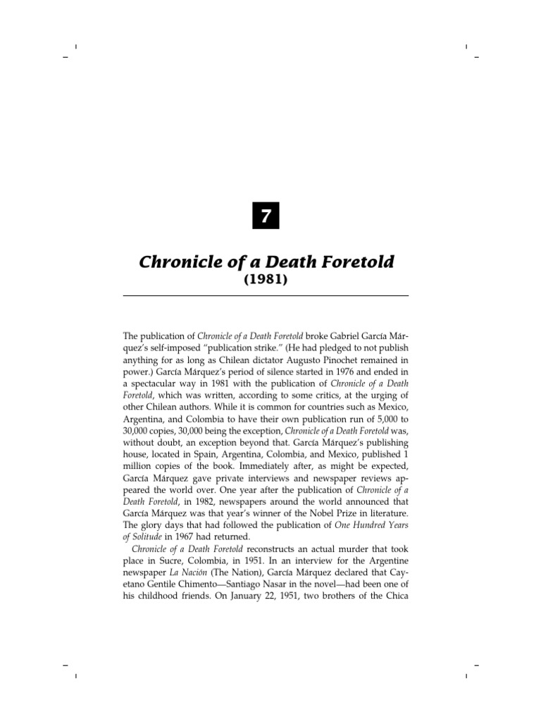 Chronicle of A Death Foretold | PDF