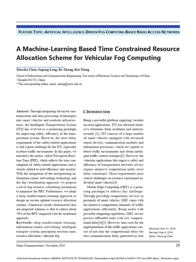 A Machine-Learning Based Time Constrained Resource Allocation Scheme For Vehicular Fog Computing ...