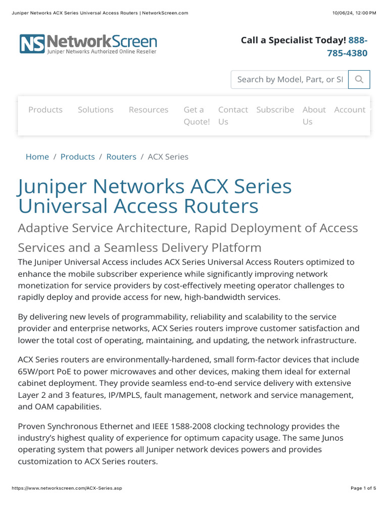 Juniper Networks ACX Series Universal Access Routers | PDF | Computer Network | Information And ...