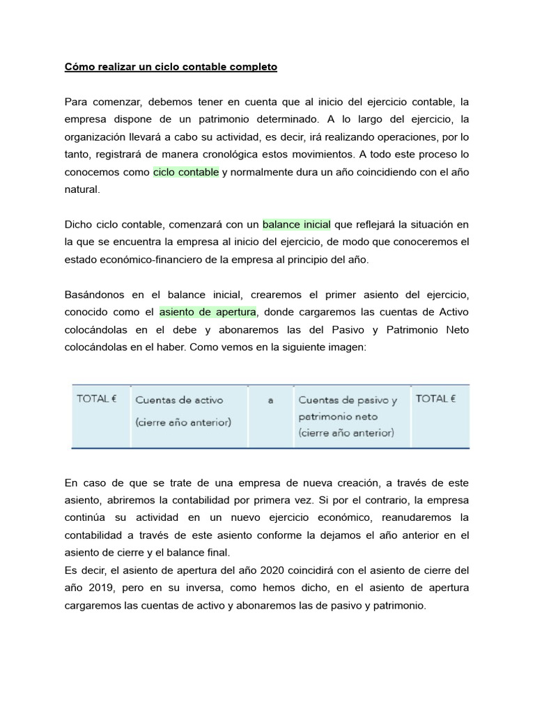 Cómo Realizar Un Ciclo Contable Completo | PDF | Contabilidad | Hoja de ...