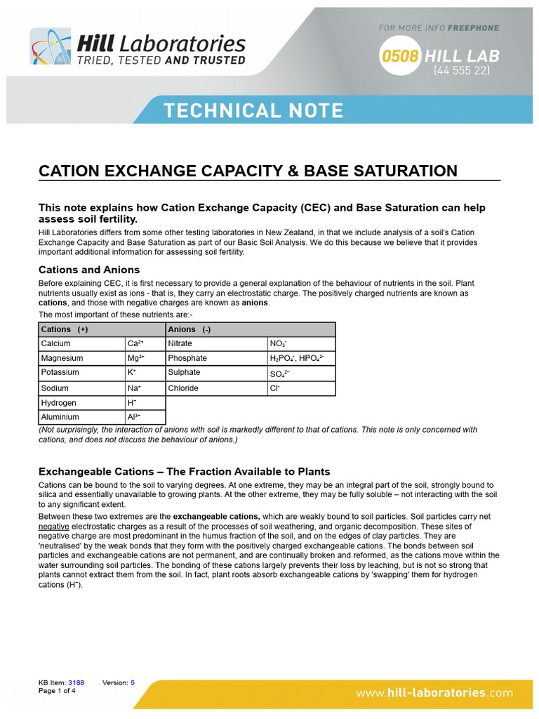 Cation Exchange Capacity Base Saturation | PDF | Soil | Ph