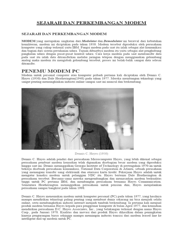Sejarah Modem dan Peran Dennis C. Hayes | PDF