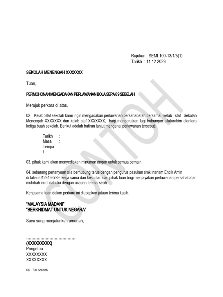 Contoh surat rasmi | PDF