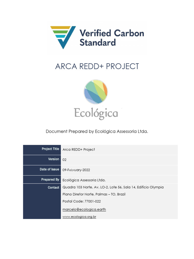 VCS-Draft PD - Arca REDD+ Project - v02 | PDF | Deforestation | Logging