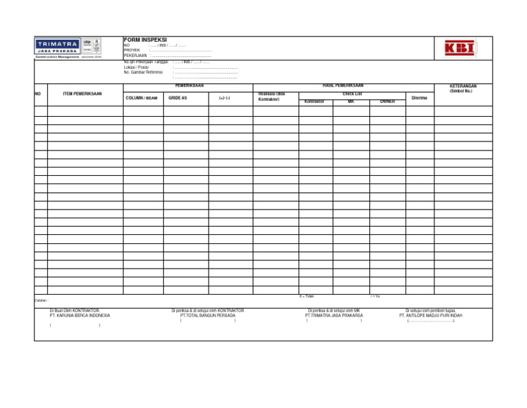 Form Inspeksi | PDF