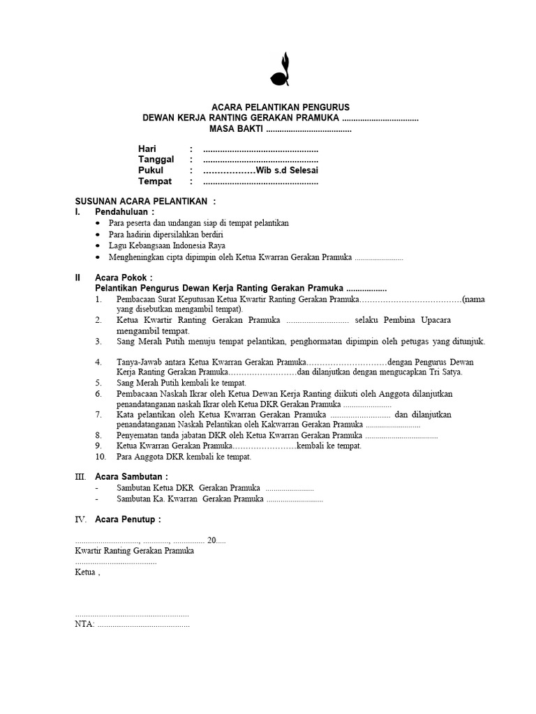 Berkas Contoh Form Pelantikan Pengurus DKR | PDF