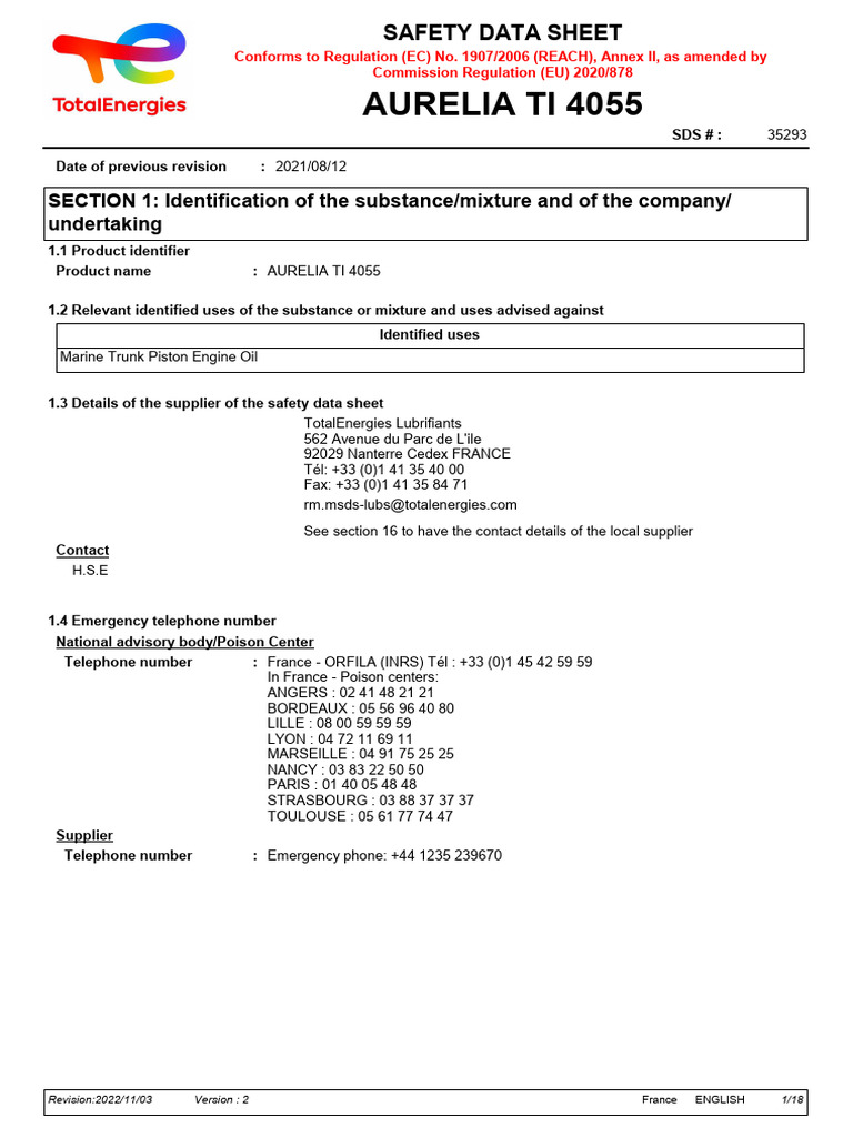 AURELIA TI 4055 Safety Data Sheet | PDF | Toxicity | Oxide