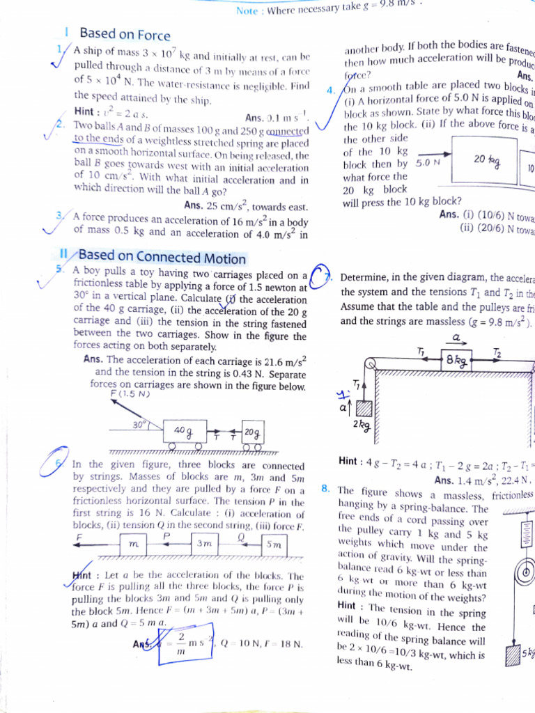 STUDY MATERIAL | PDF | Tension (Physics) | Force