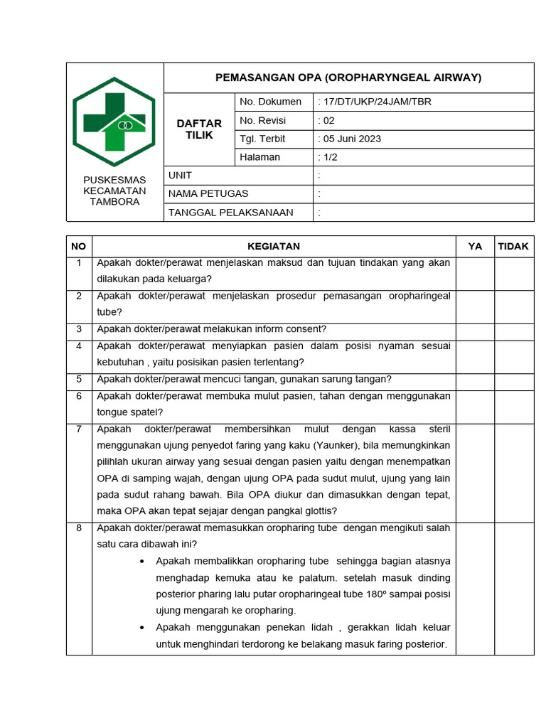 17 Dt Pemasangan Opa 2019 | PDF