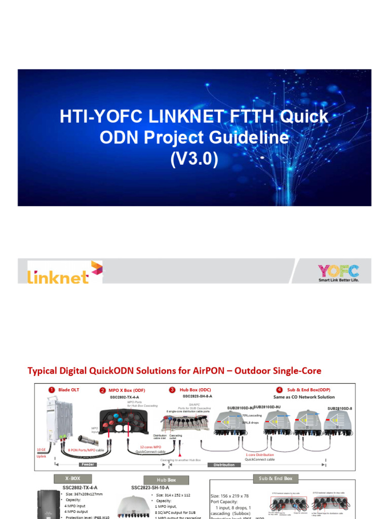 FTTH Quick ODN Project Guidelines | PDF | Optical Fiber | Cable Television