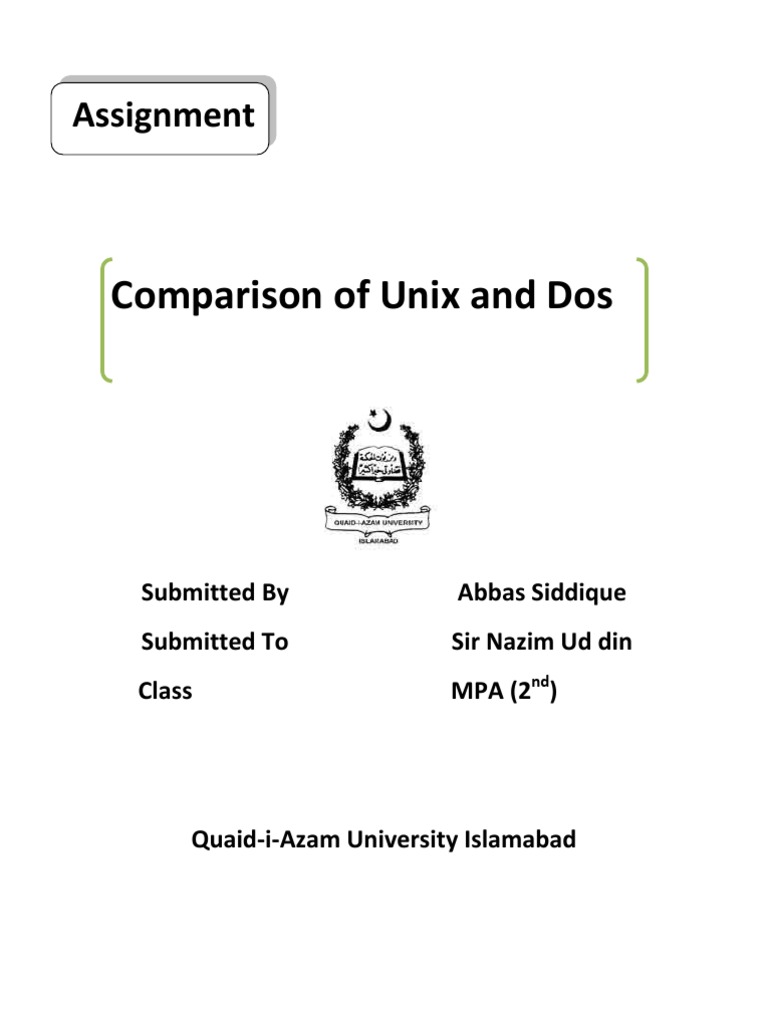 Comparison of Unix and Dos: Assignment | PDF | Command Line Interface | Dos